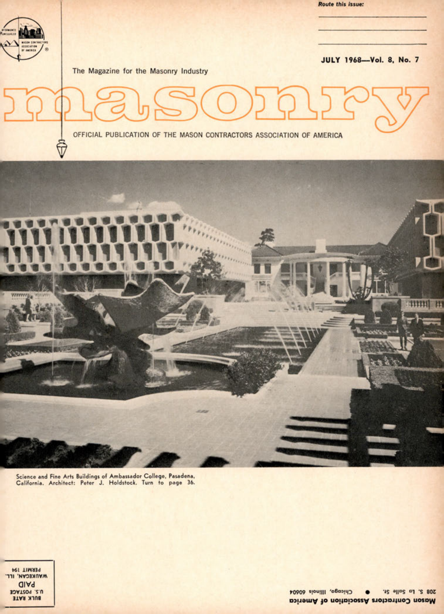 Masonry Magazine July 1968 Page. 1